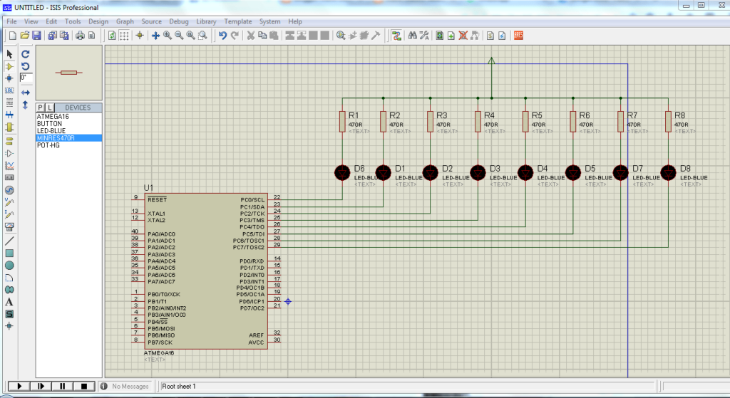 Tutorial CVAVR, Simulasi Digital IO Atmega Proteus - Mikrokontroler dan Cloud