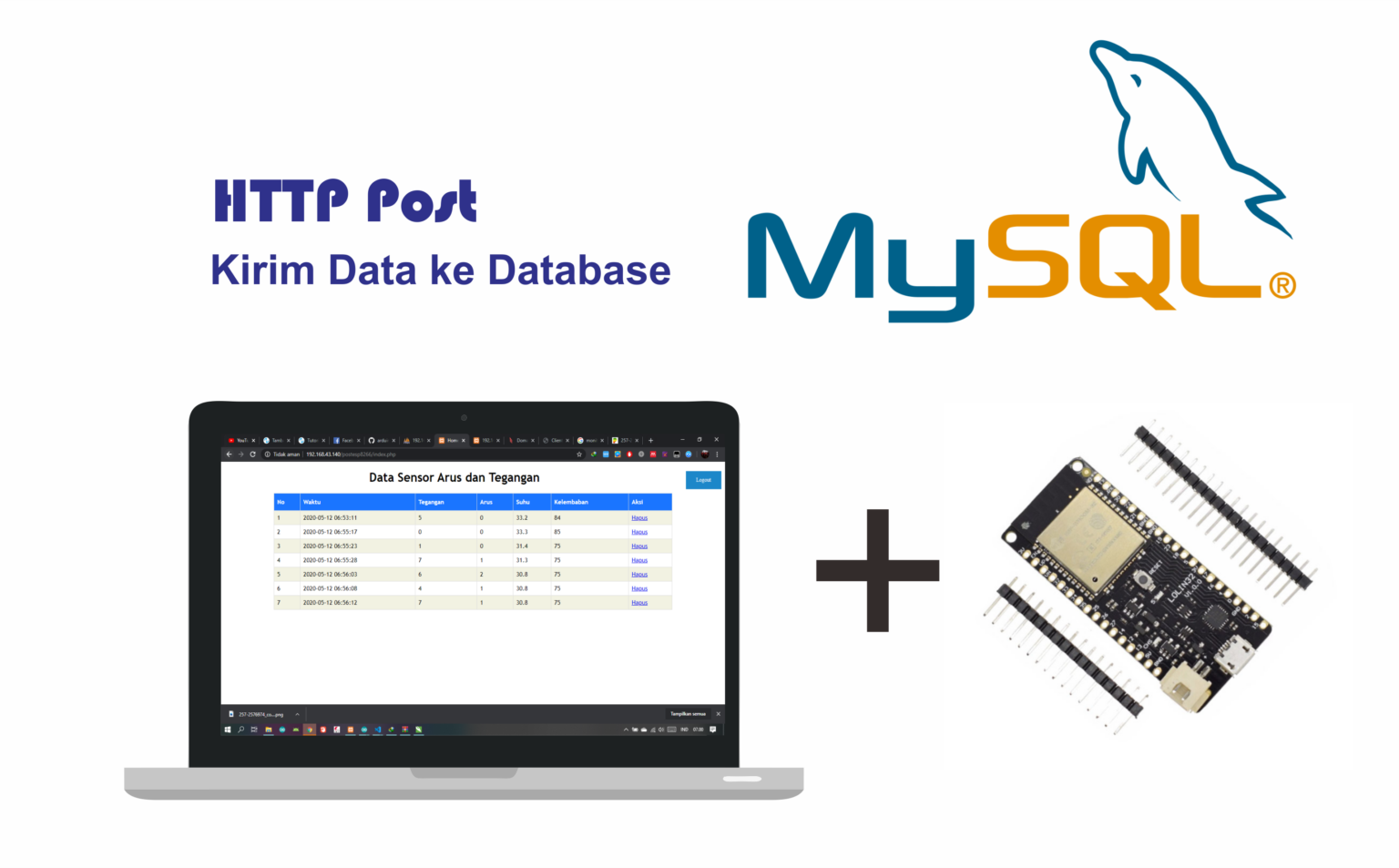 Belajar ESP32, Tutorial Kirim Data ke Database MySQL - Mikrokontroler dan Cloud