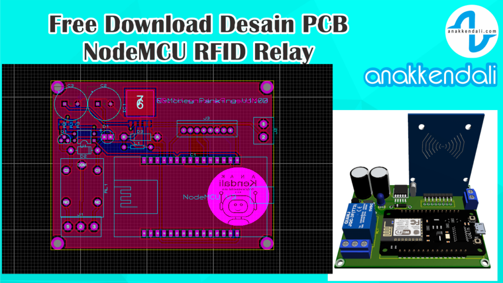 Rangkaian PCB NodeMCU dengan Relay, Skematik dan Board EAGLE